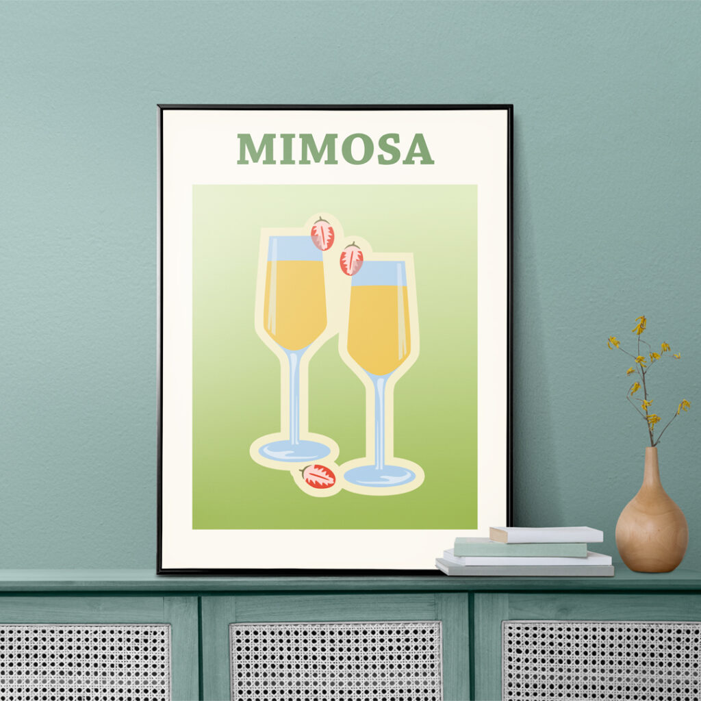 Mimosa Paris France Cocktail Poster | Poster Nature: Art Prints